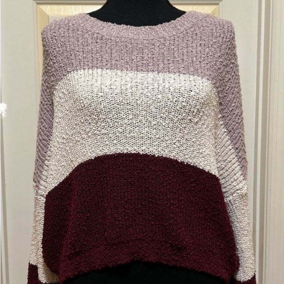 debut | Sweaters | Debut Colorblock Crew Neck Sweater Purple White ...